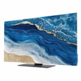 Abstract Waves TV Dust Cover 24 Inch, White Gold Blue Ocean Oil ...