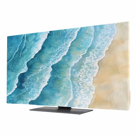 Abstract Waves TV Dust Cover 50 Inch, Spray Blue Ocean Seaside ...