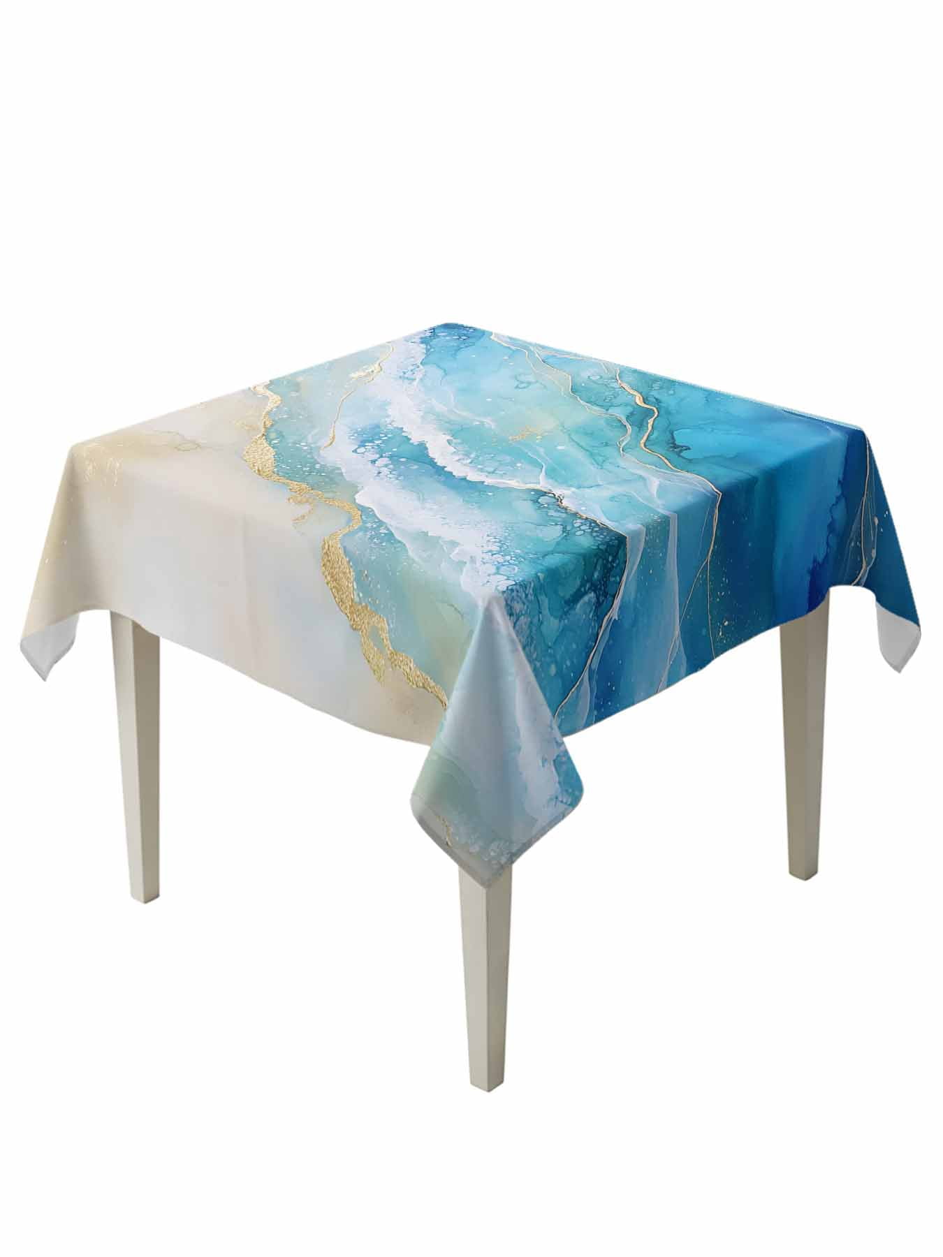 Abstract Waves Table Cloth 54x54 Inch Square, Surrealism Spray Beach ...