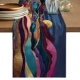 Abstract Waves Table Runner 120 Inches Long,Golden Sun Purple Blue ...