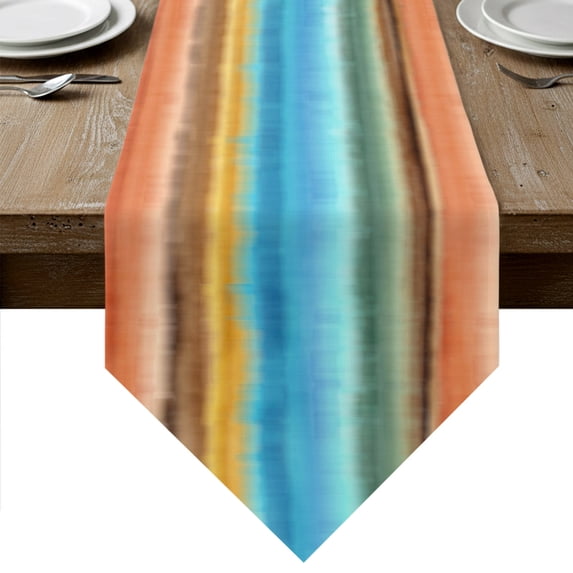 Abstract Waves Table Runner Linen Burlap Table Runner 36 Inches Small ...
