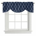 Abstract Waves Tie Up Valance Curtains Modern Abstract Geometric Navy ...