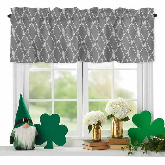Abstract Waves Valances for Windows, Modern Abstract Geometric Khaki ...