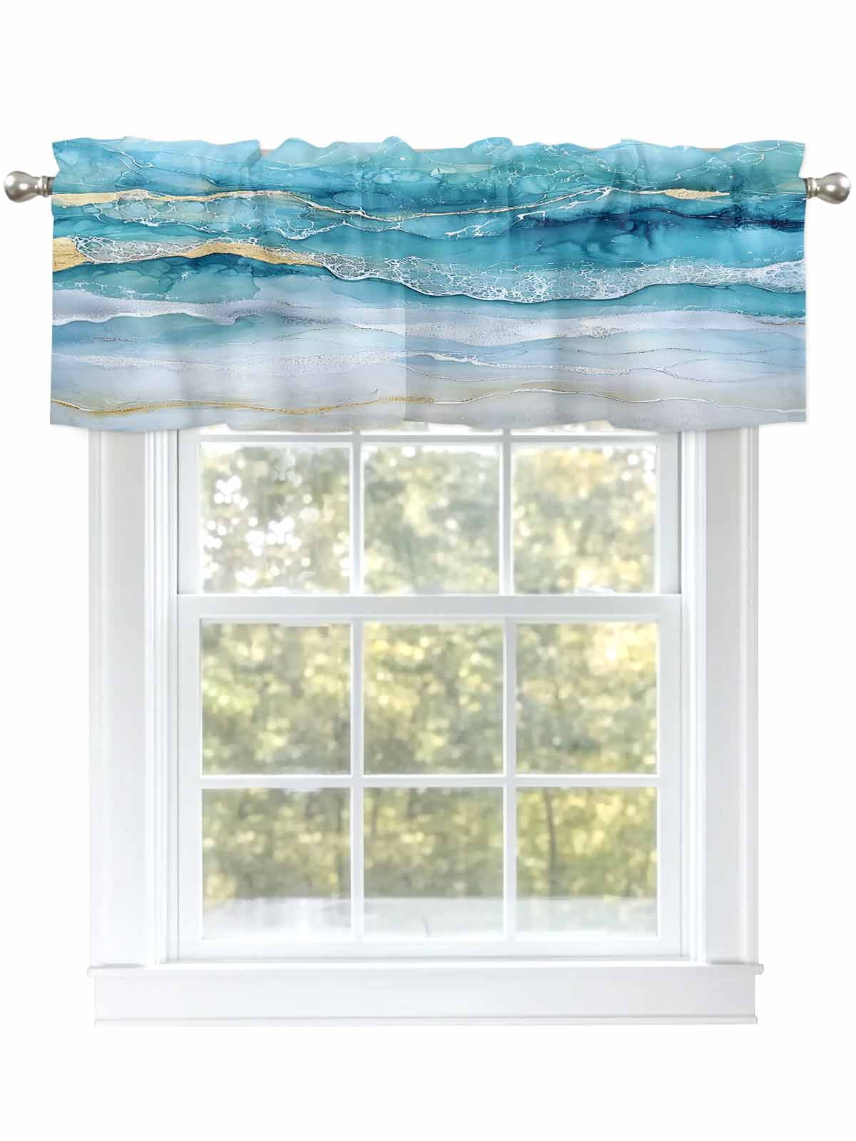 Abstract Waves Valances for Windows Spray Beach Ocean Watercolor ...
