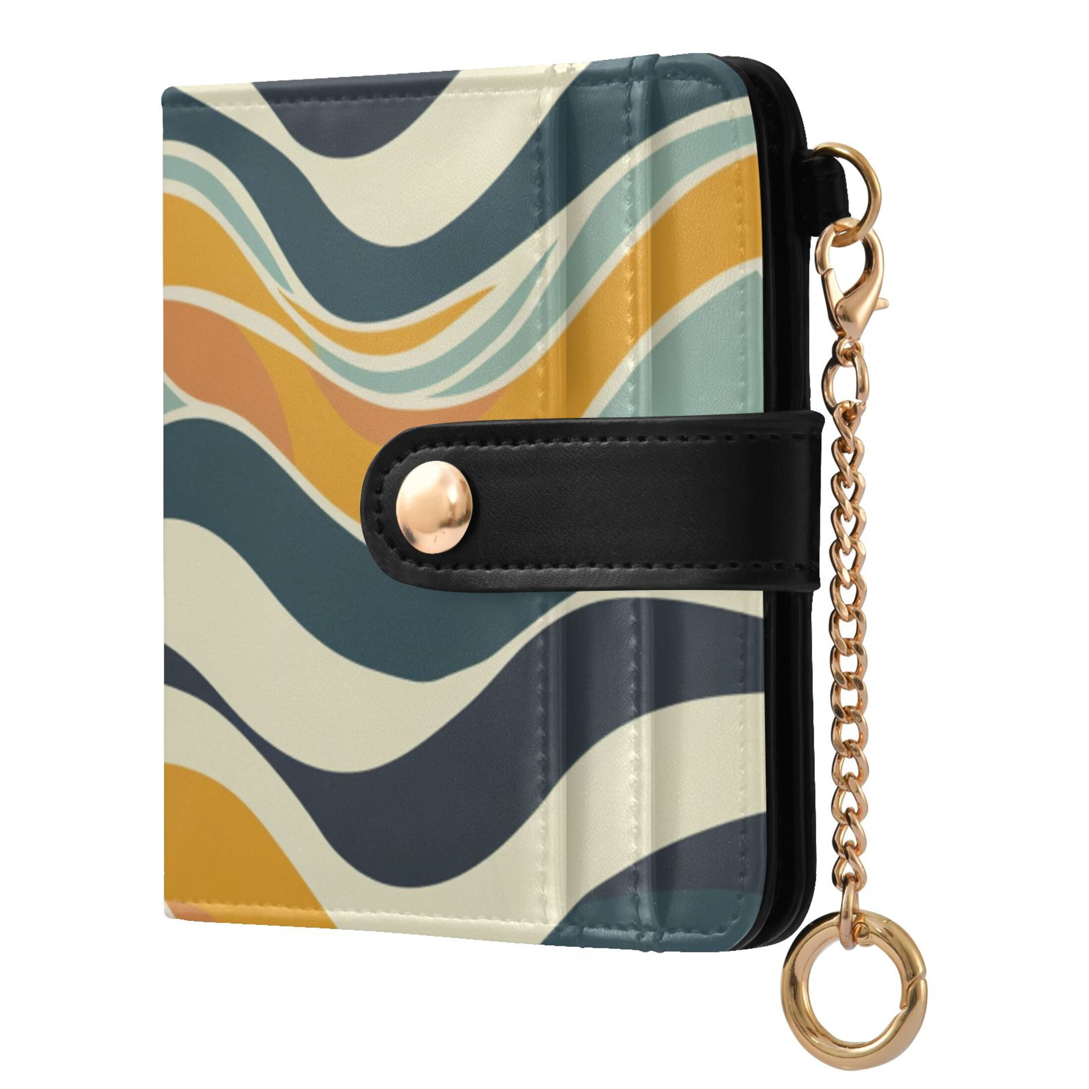 Abstract Waves Vintage Colors Women's Wallet PU Leather Card Cases RFID ...