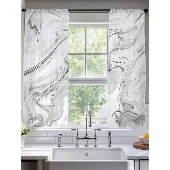 Abstract Waves Water Ripple Chiffon Sheer Curtains 72 Inches Long ...