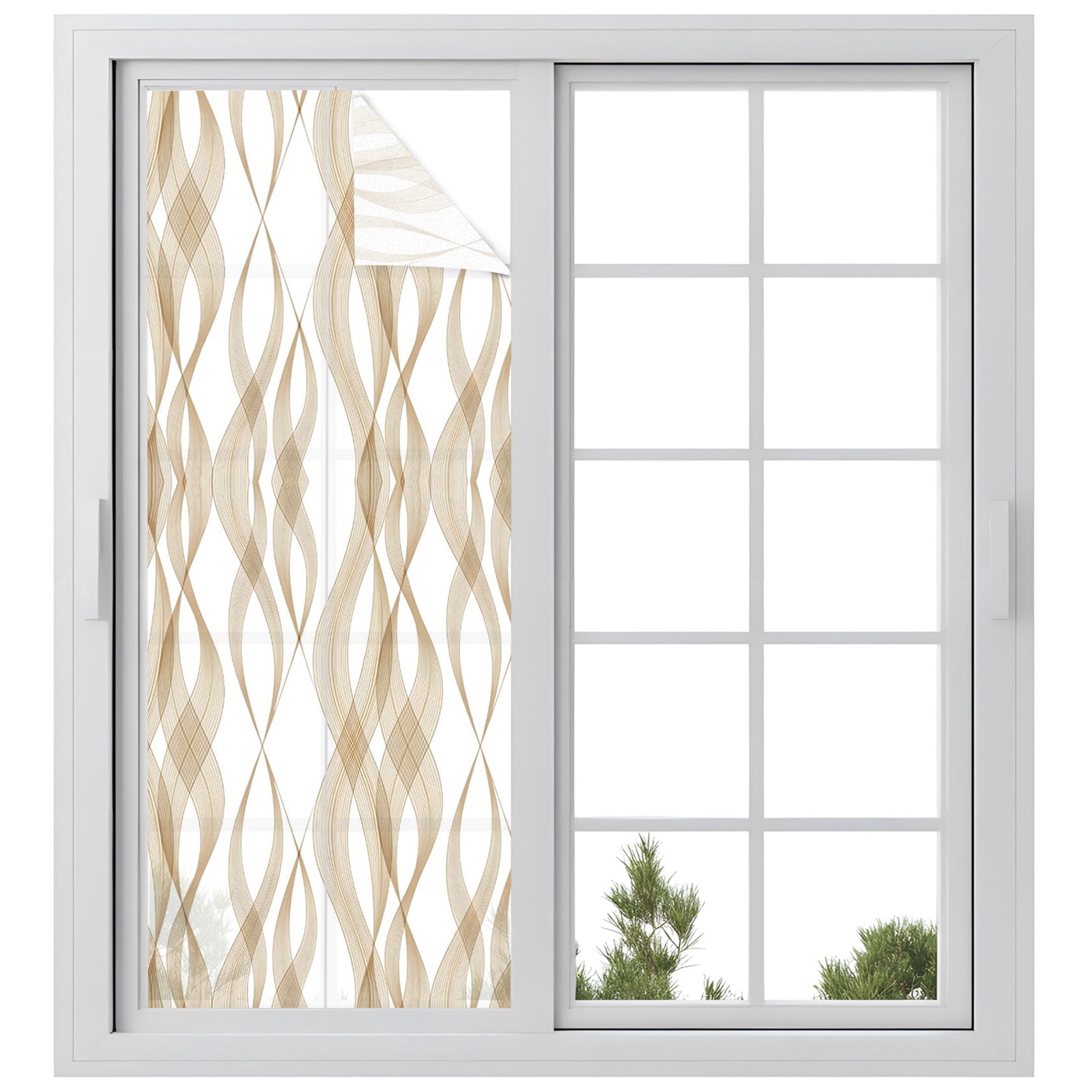 Abstract Waves Window Privacy Film Brown Woven Lattice Modern ...