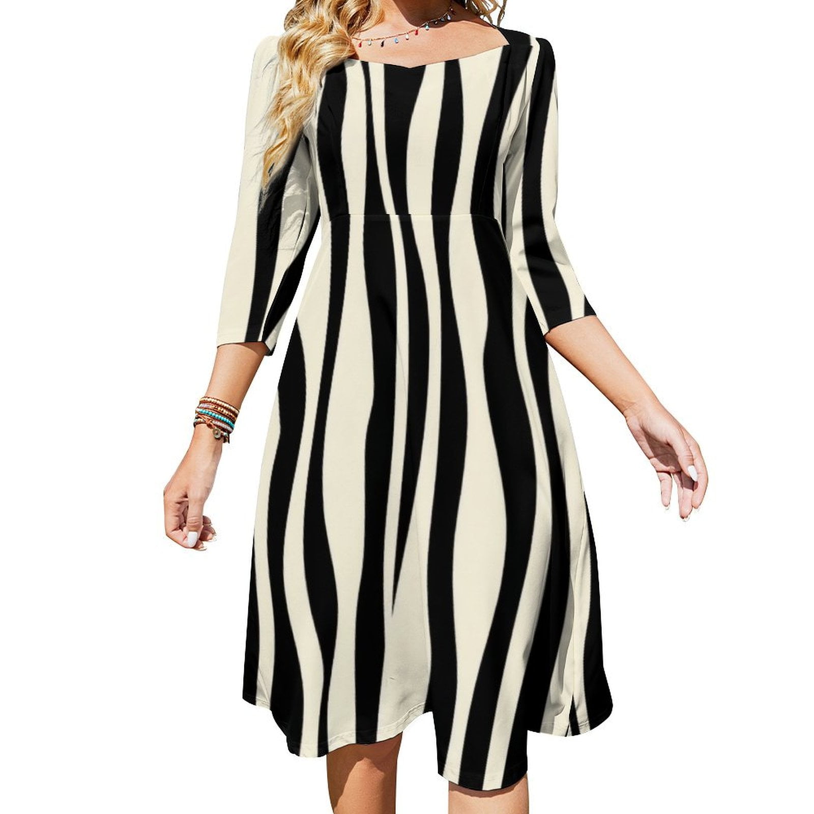Abstract Wavy Black White Stripes Dress Summer Dresses Woman Street ...