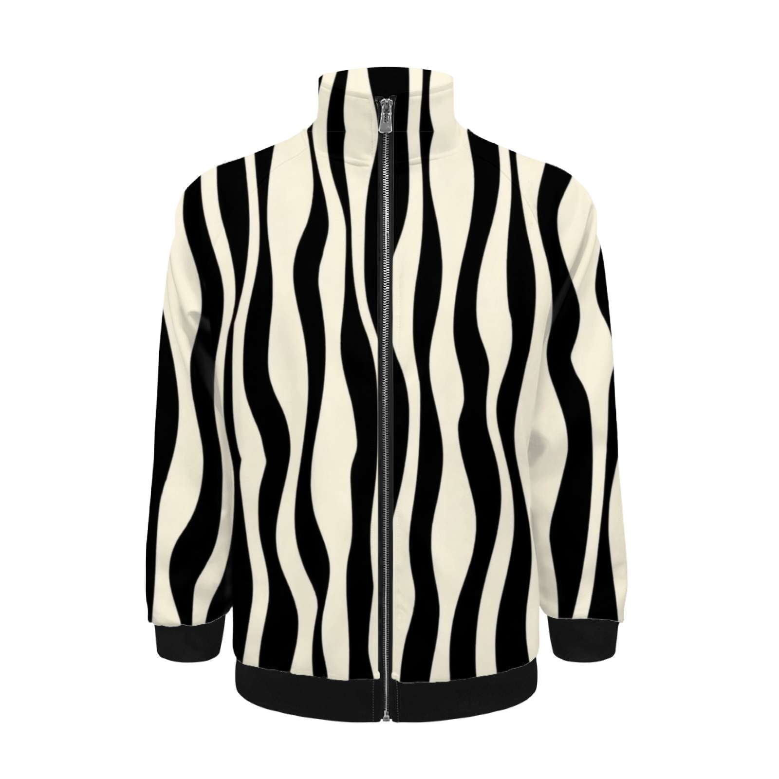 Abstract Wavy Black White Stripes Jacket Men's Street Cool Long Sleeves ...