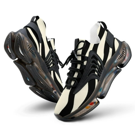 Abstract Wavy Black White Stripes Walking Shoes for Men Woman ...