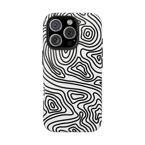 Abstract Wavy Black and White Lines Phone Case for iPhone 11-17 Pro Max ...