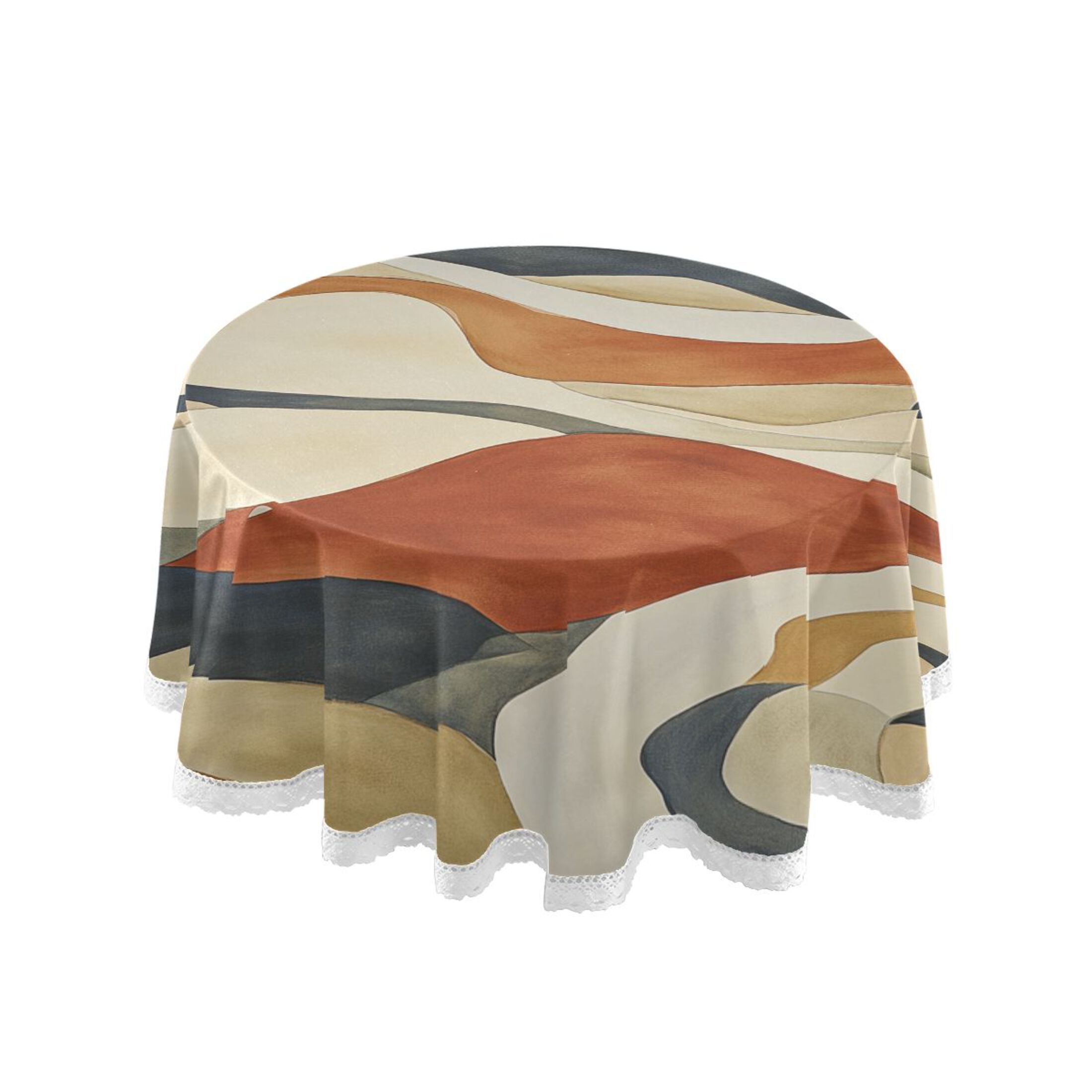 Abstract Wavy Color Pattern 60 Inch Round Tablecloth Durable Wrinkle ...