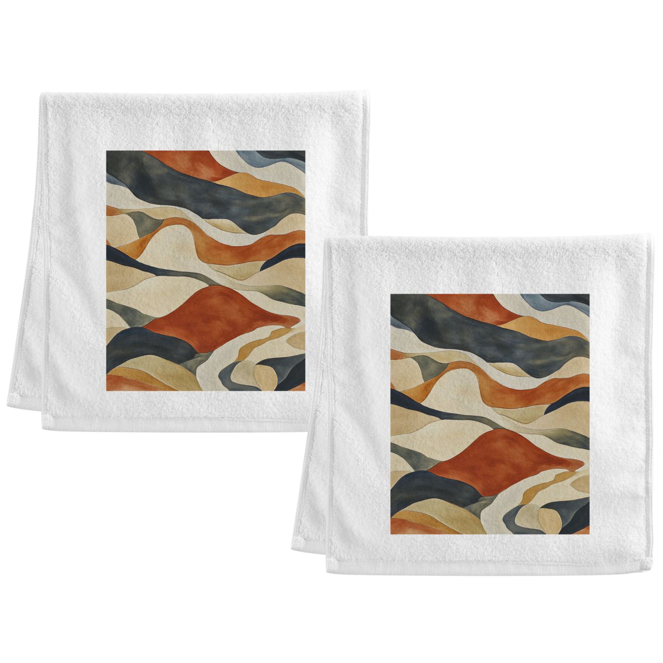 Abstract Wavy Color Pattern Set of 2 Pure Soft Cotton Towel with ...