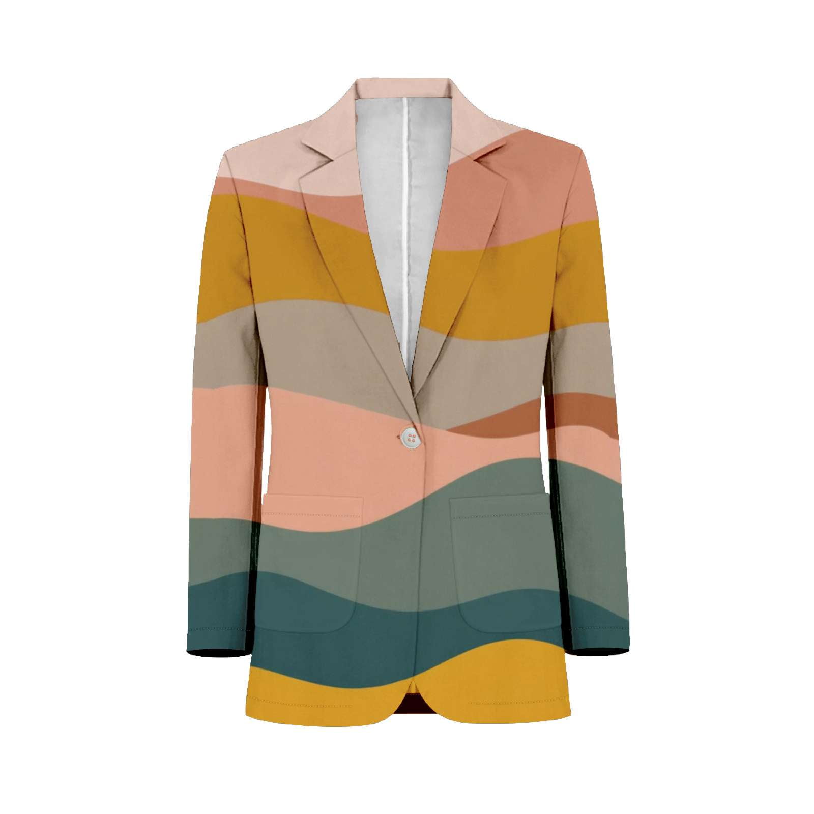 Abstract Wavy Colorful Landscape Art Men's Suit Blazer Casual Party Wear Slim Fit Suit Jacket ...