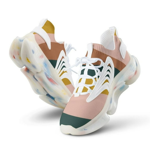 Abstract Wavy Colorful Stripes Design Walking Shoes for Men Woman ...