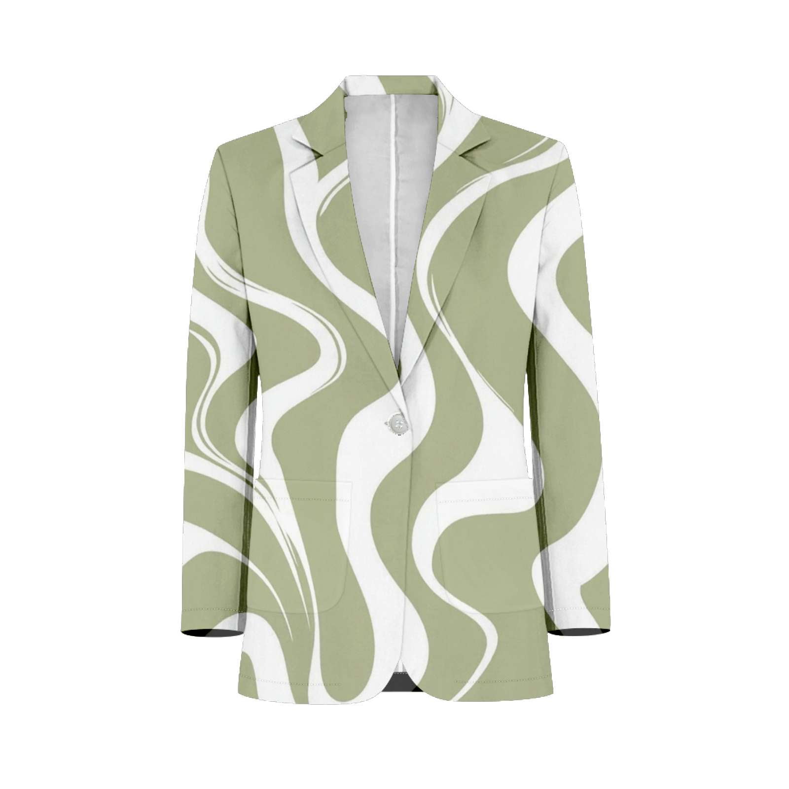 Abstract Wavy Green White Pattern Mens Suits Shawl Collar Slim Fit Suit ...