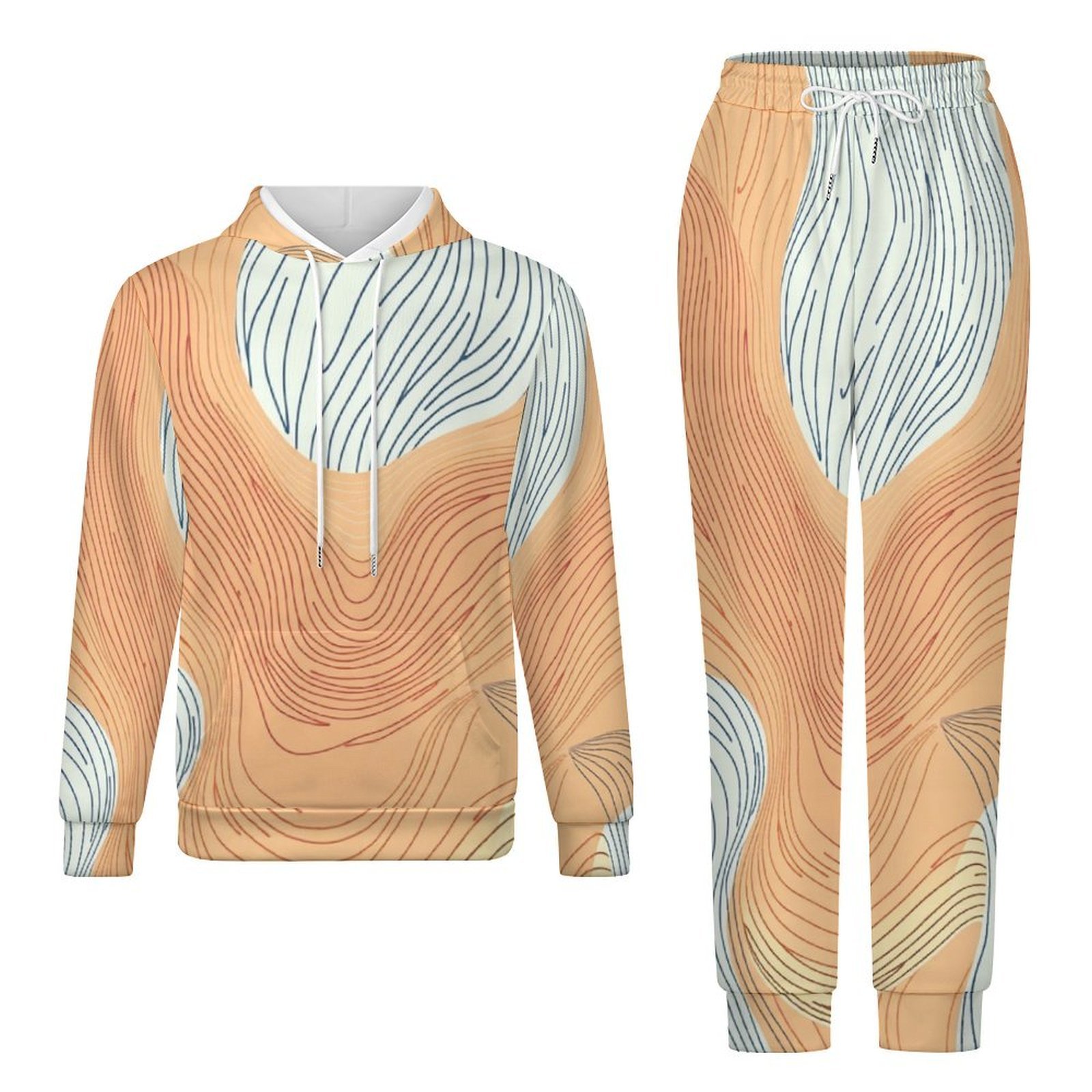 Abstract Wavy Lines(3) Hoodie + Pants Suit Cool Men/Women 2 Pcs ...