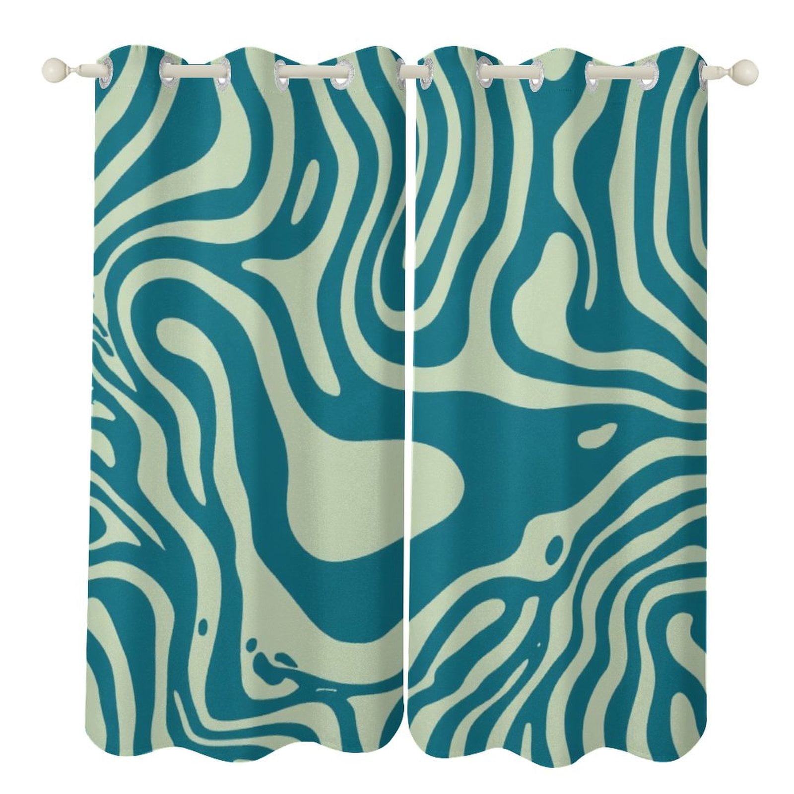 Abstract Wavy Lines Art 2 Panels 3D Printing Pattern Curtain for ...