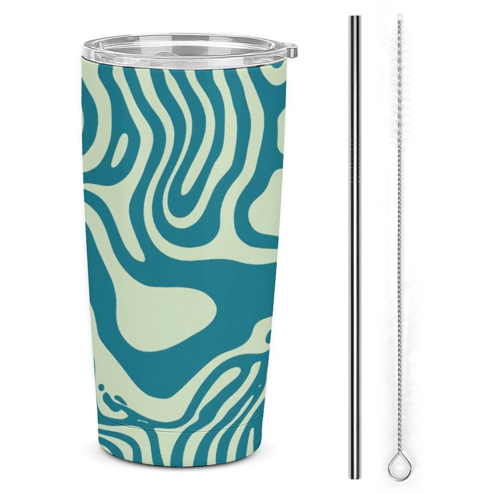 Abstract Wavy Lines Art Tumbler Print 20oz Stainless Steel Coffee Cup ...