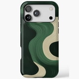 Abstract Wavy Lines Green Beige for iPhone Case 11 through 17 Pro Max ...