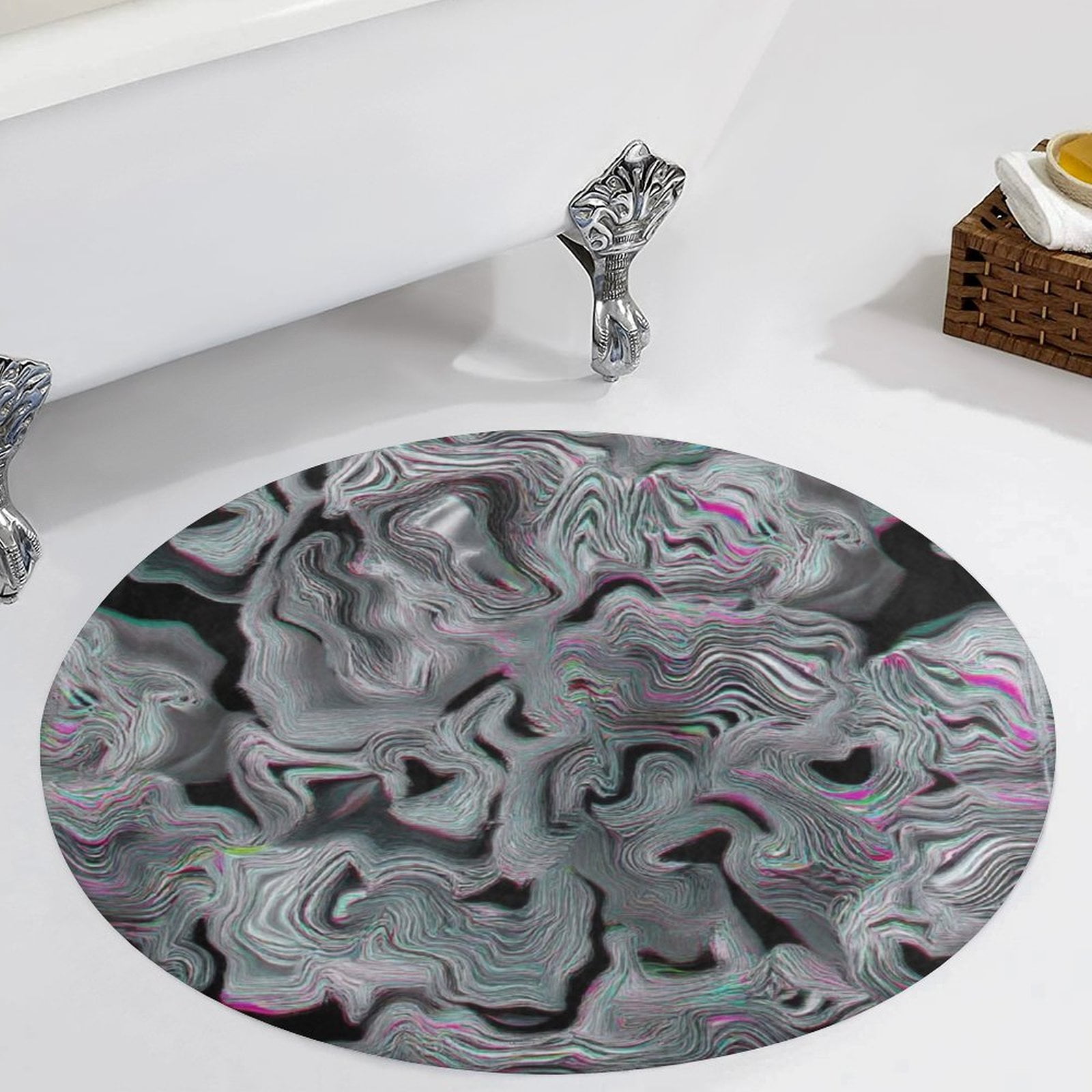 Abstract Wavy Lines Pattern Area Round Carpet Living Room Bedroom Rugs ...