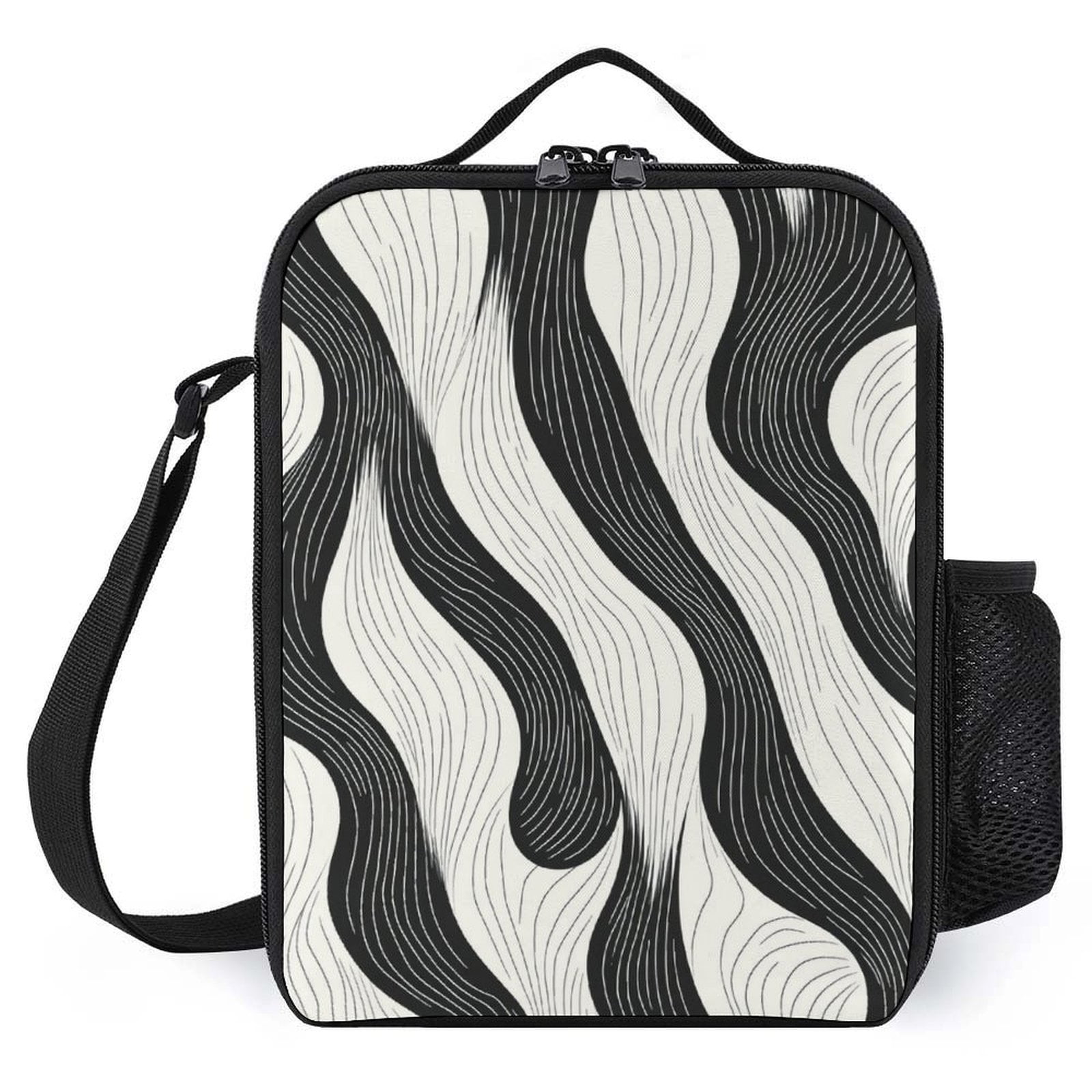 Abstract Wavy Lines Single Sided Messenger Bag Insulated Cooler Bag ...