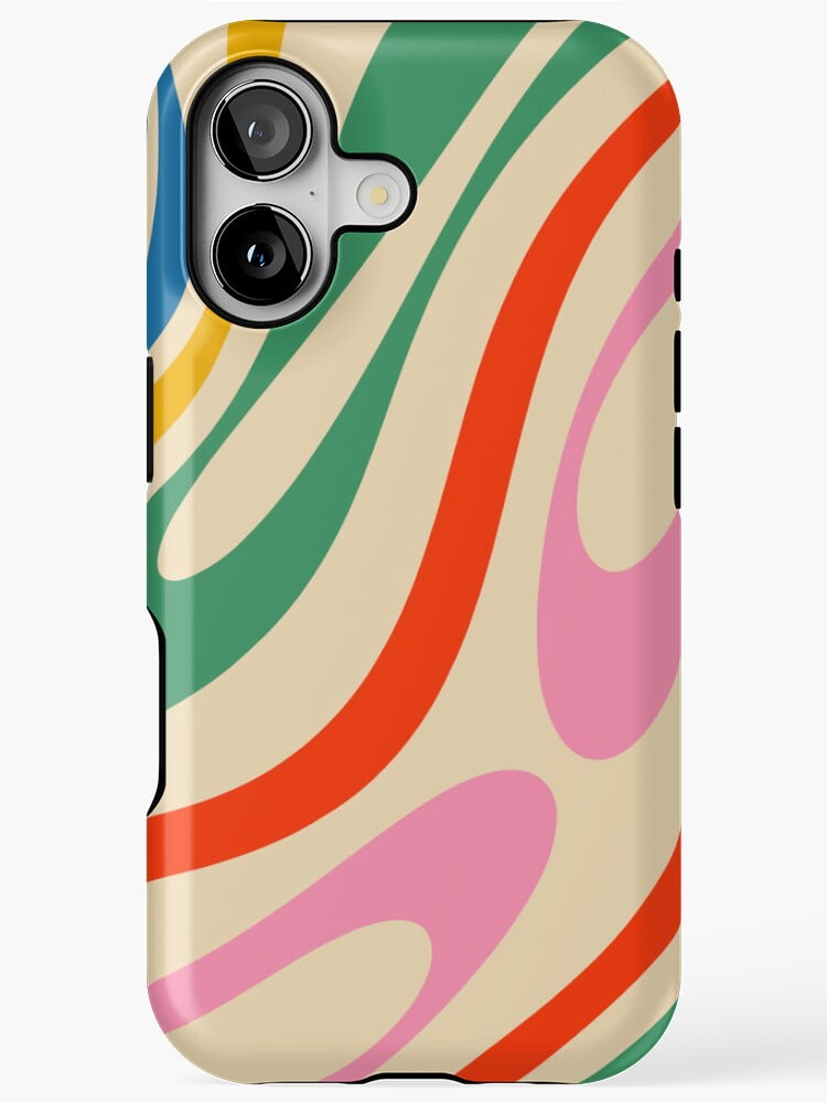 Abstract Wavy Loops Rainbow Colors iPhone Case 11 12 13 14 15 16 17 Pro ...