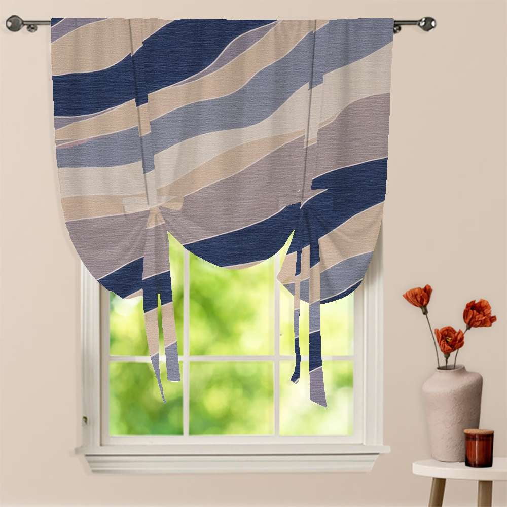 Abstract Wavy Pastel Design Window Curtain for Living Room Roman ...