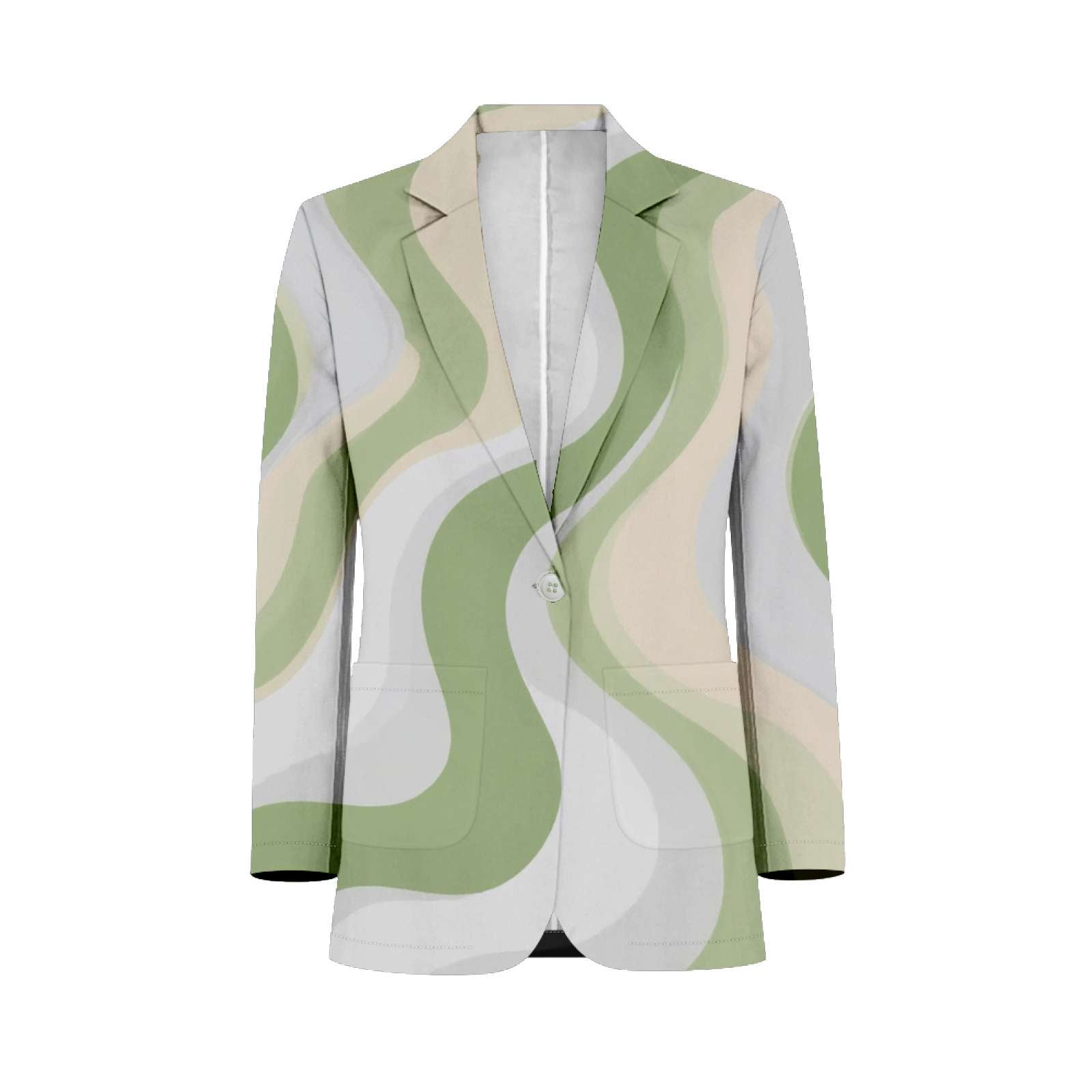 Abstract Wavy Pastel Green Design Mens Suits Shawl Collar Slim Fit Suit ...