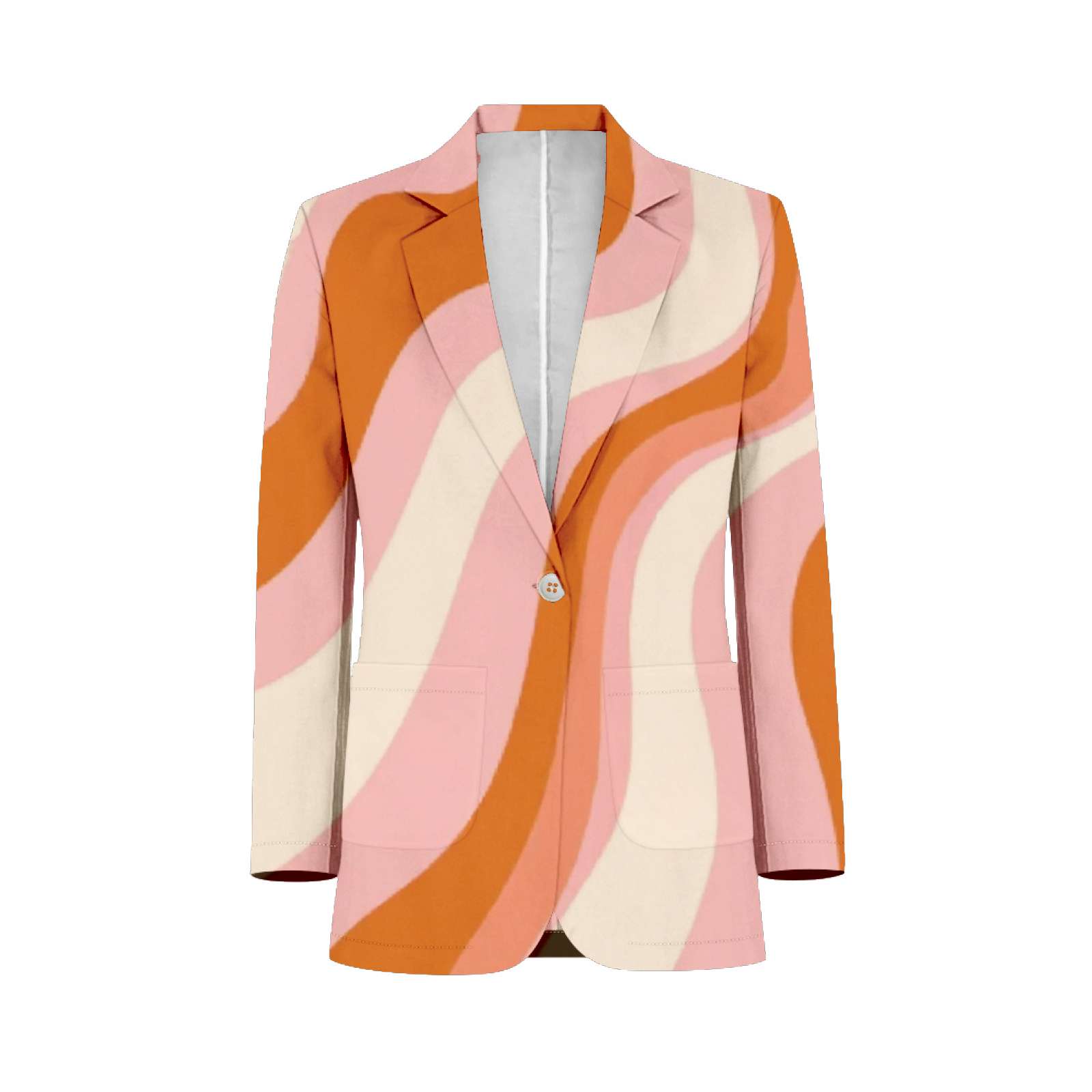 Abstract Wavy Pastel Orange Pink Mens Suits Shawl Collar Slim Fit Suit ...