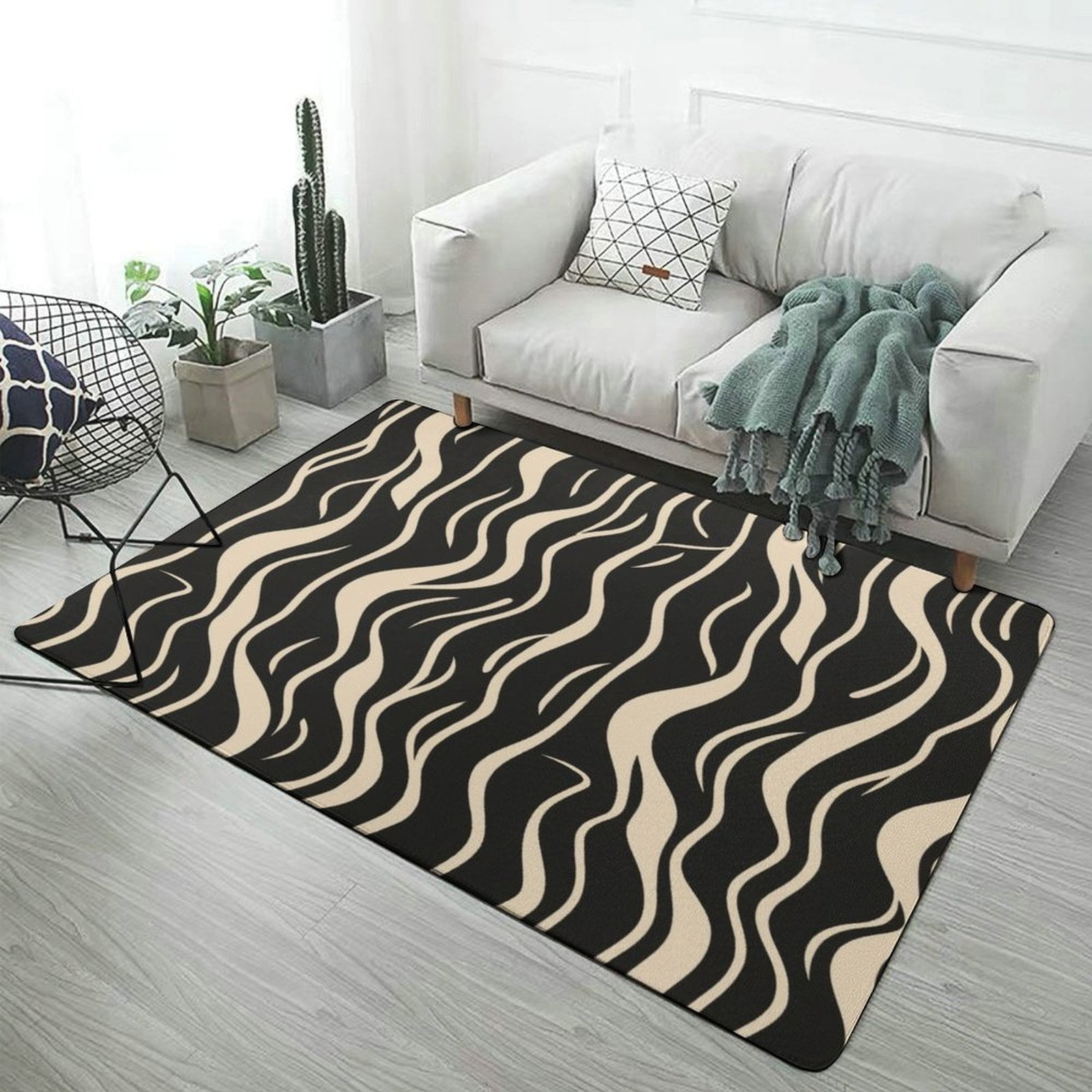 Abstract Wavy Pattern Area Rug Wet Carpet Luxury Area Rug Living Room ...