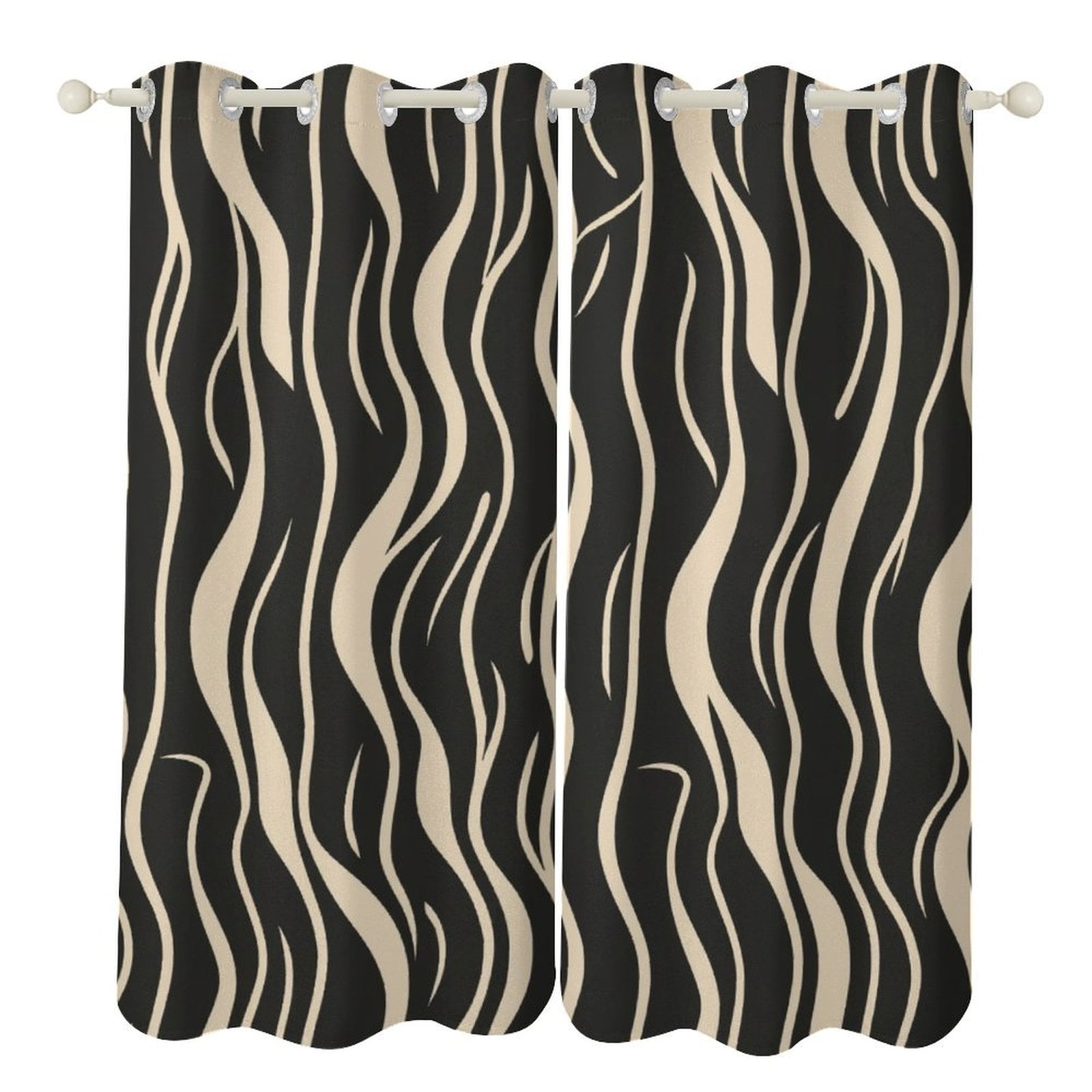 Abstract Wavy Pattern Blackout Window Curtains for Bedroom Living Room ...