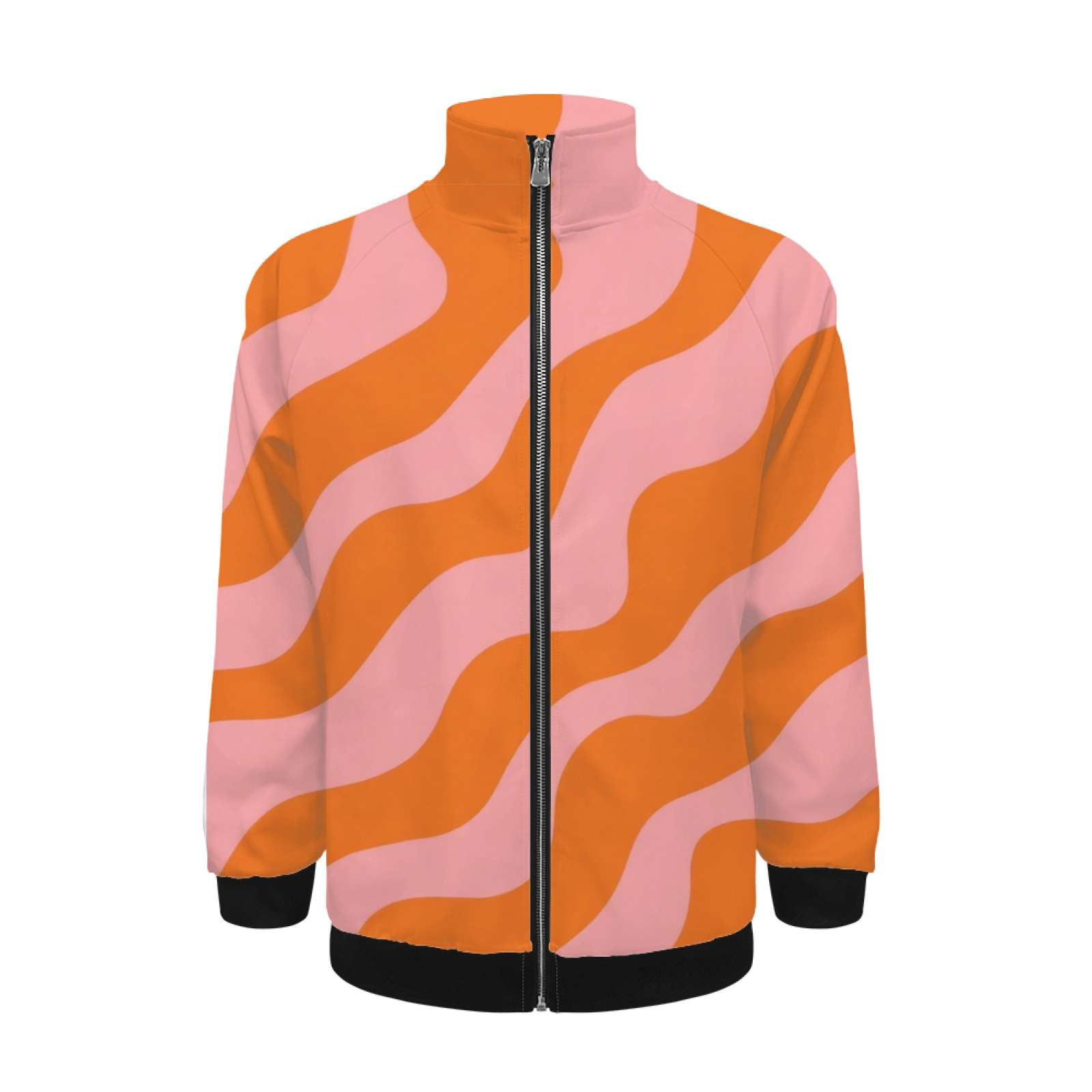 Abstract Wavy Pink Orange Lines Jacket Men's Street Cool Long Sleeves ...