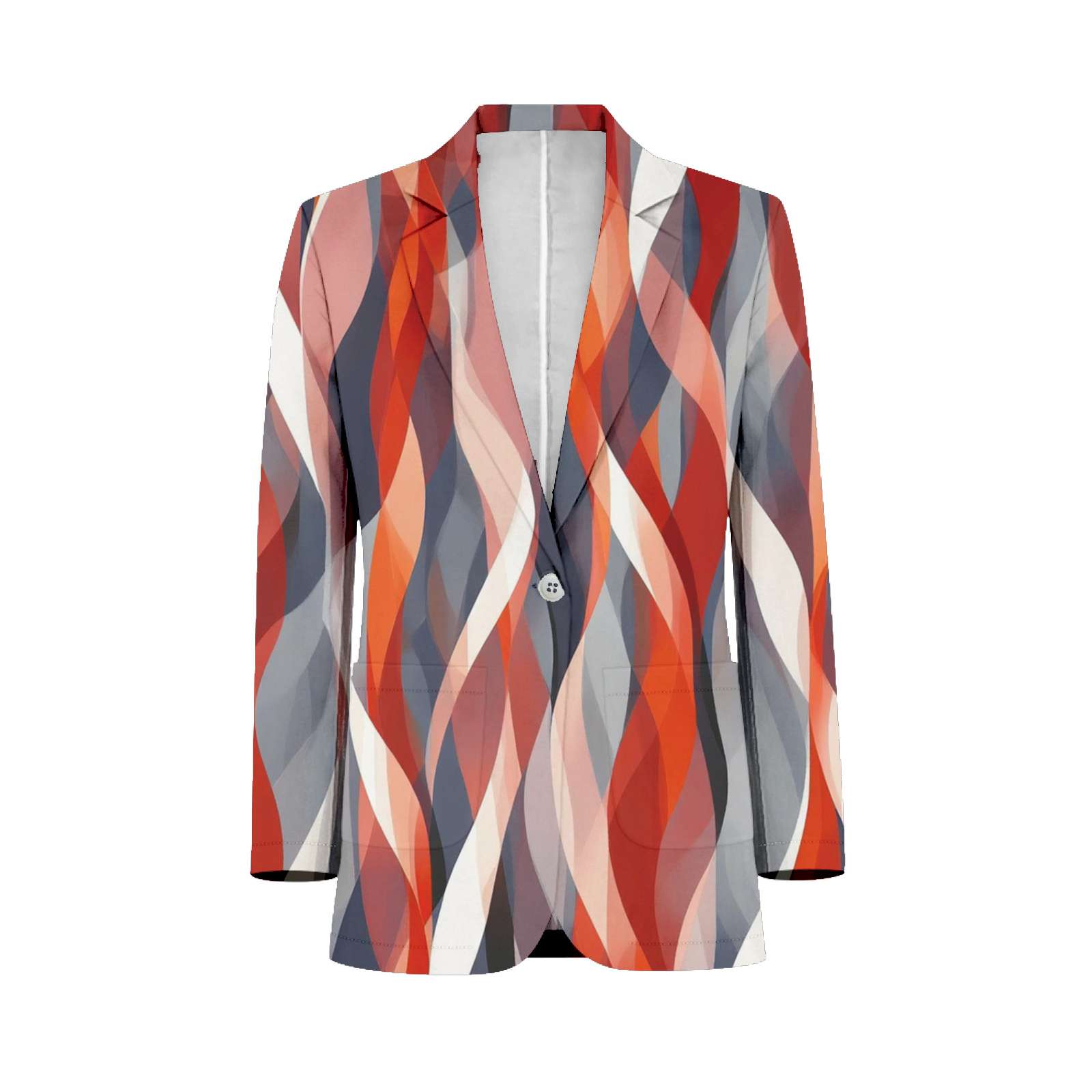 Abstract Wavy Red Design Men's Suit Blazer Casual Party Wear Slim Fit ...