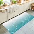 Abstract Wavy Stripes Teal Ombre Rectangle Rug 2'x6' Lines Distortion ...