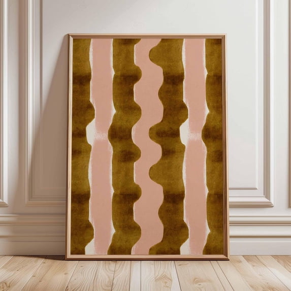 Abstract Wavy Stripes Wall Art Mid Century Modern Poster Retro ...