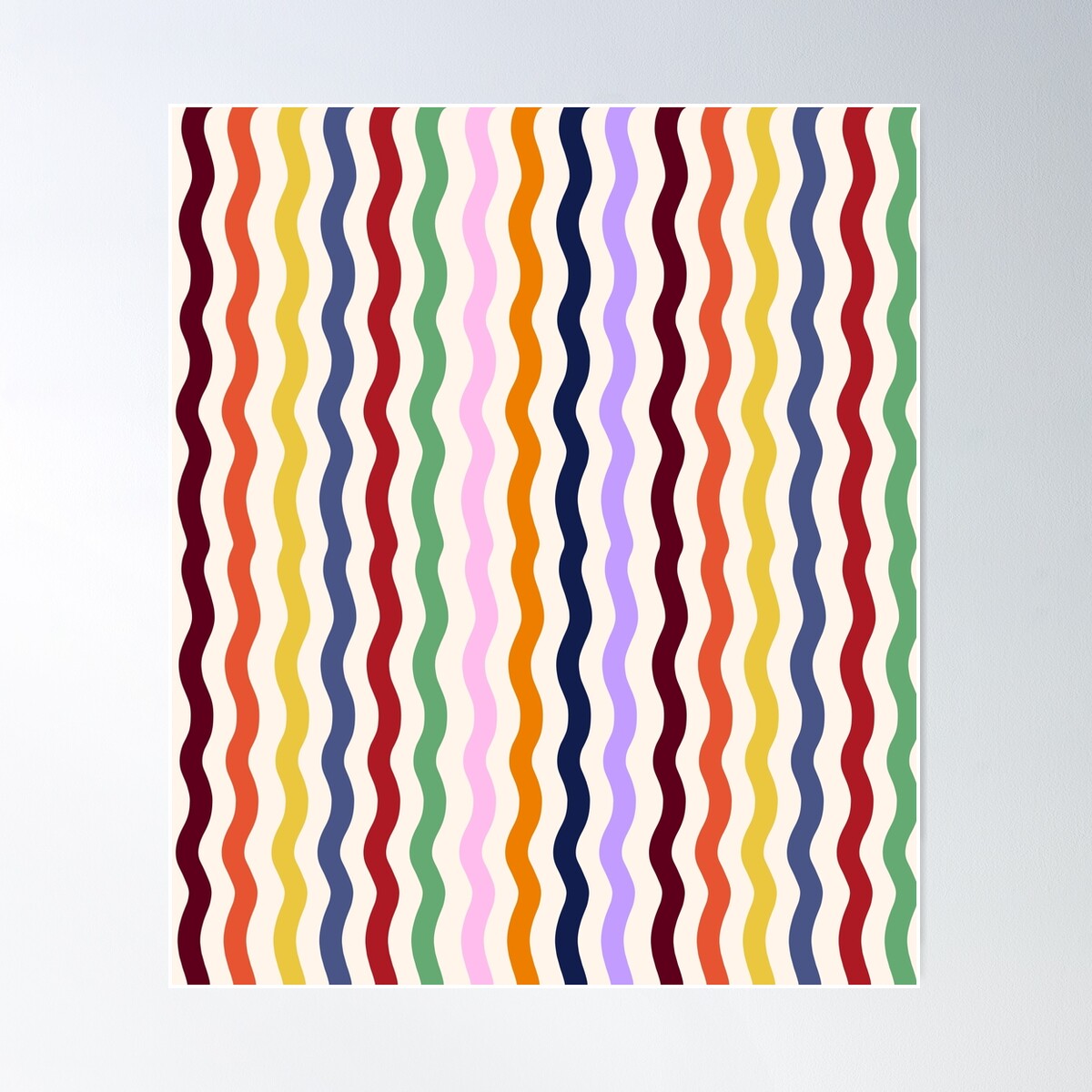 Abstract Wavy Wiggle Lines Multi Colour Poster Wall Art, Modern Wall ...