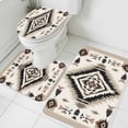 Abstract Weaving Pattern Bathroom Rugs Set Retro Brown Ethnic Style Art ...