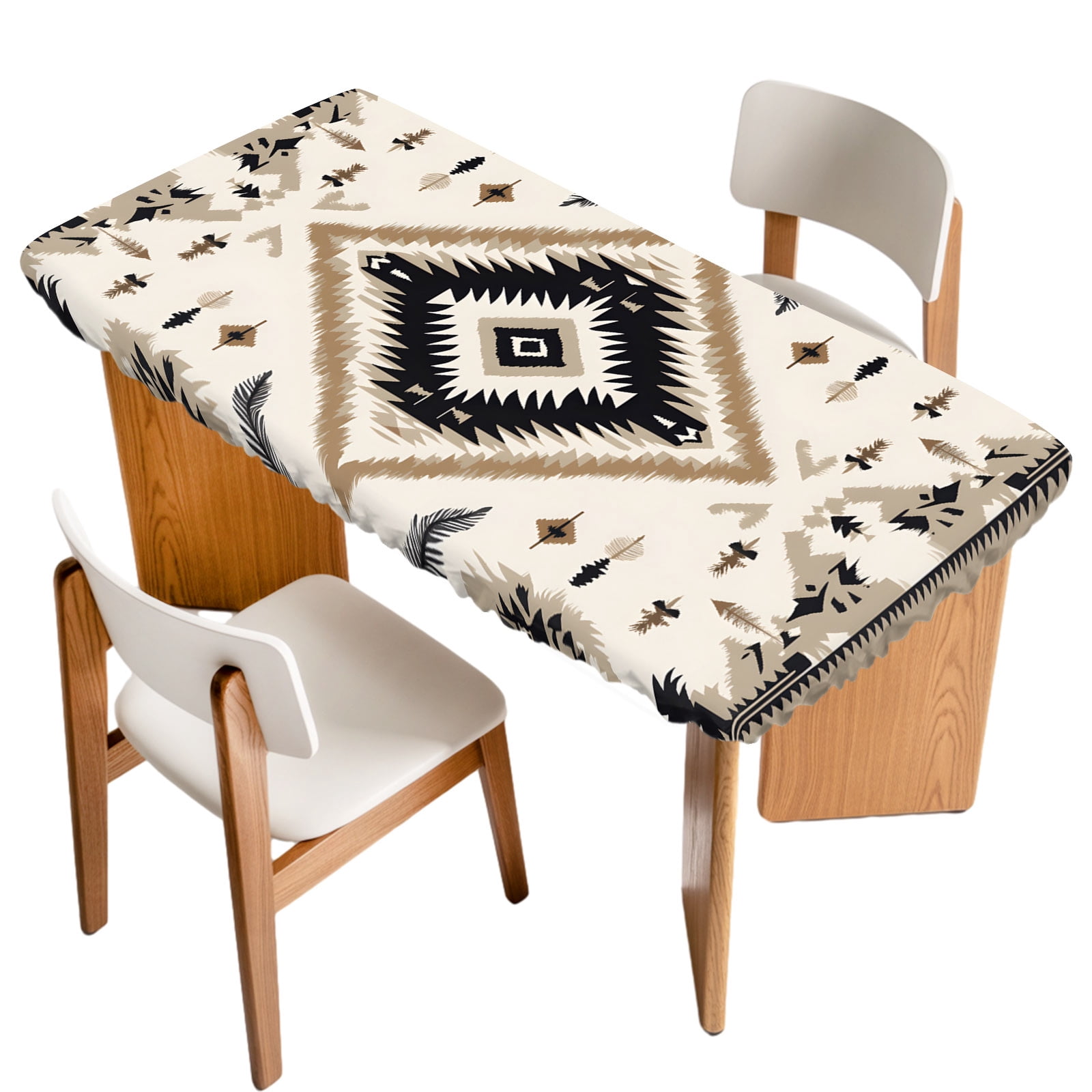 Abstract Weaving Pattern Fitted Rectangle Tablecloth 24" x 36" Brown ...