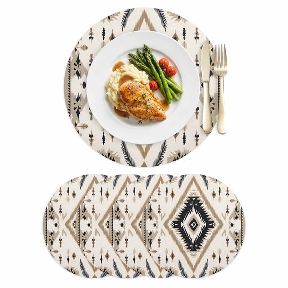 Abstract Weaving Pattern Leather Placemats Set of 4, 12 Inch, Brown ...