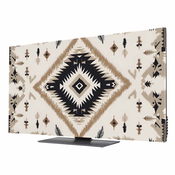 Abstract Weaving Pattern TV Dust Cover 65 Inch, Brown Ethnic Style ...