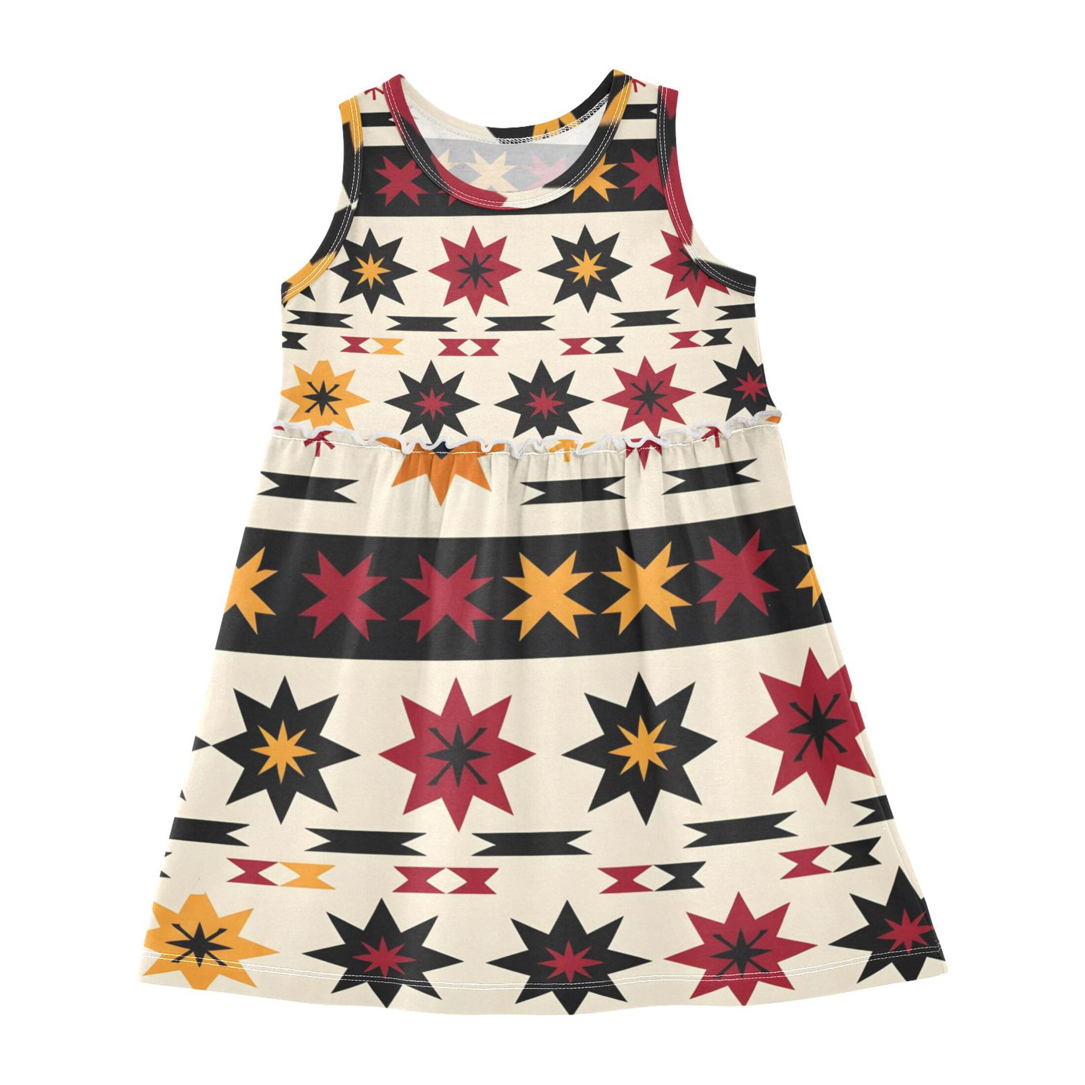 Abstract Western Patterns in Stripes Sleeveless Dress A-Line One-Piece ...