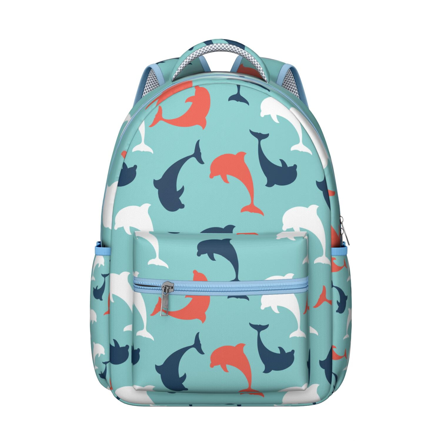 Abstract Whale & Dolphin Backpack - Waterproof Student Backpack ...