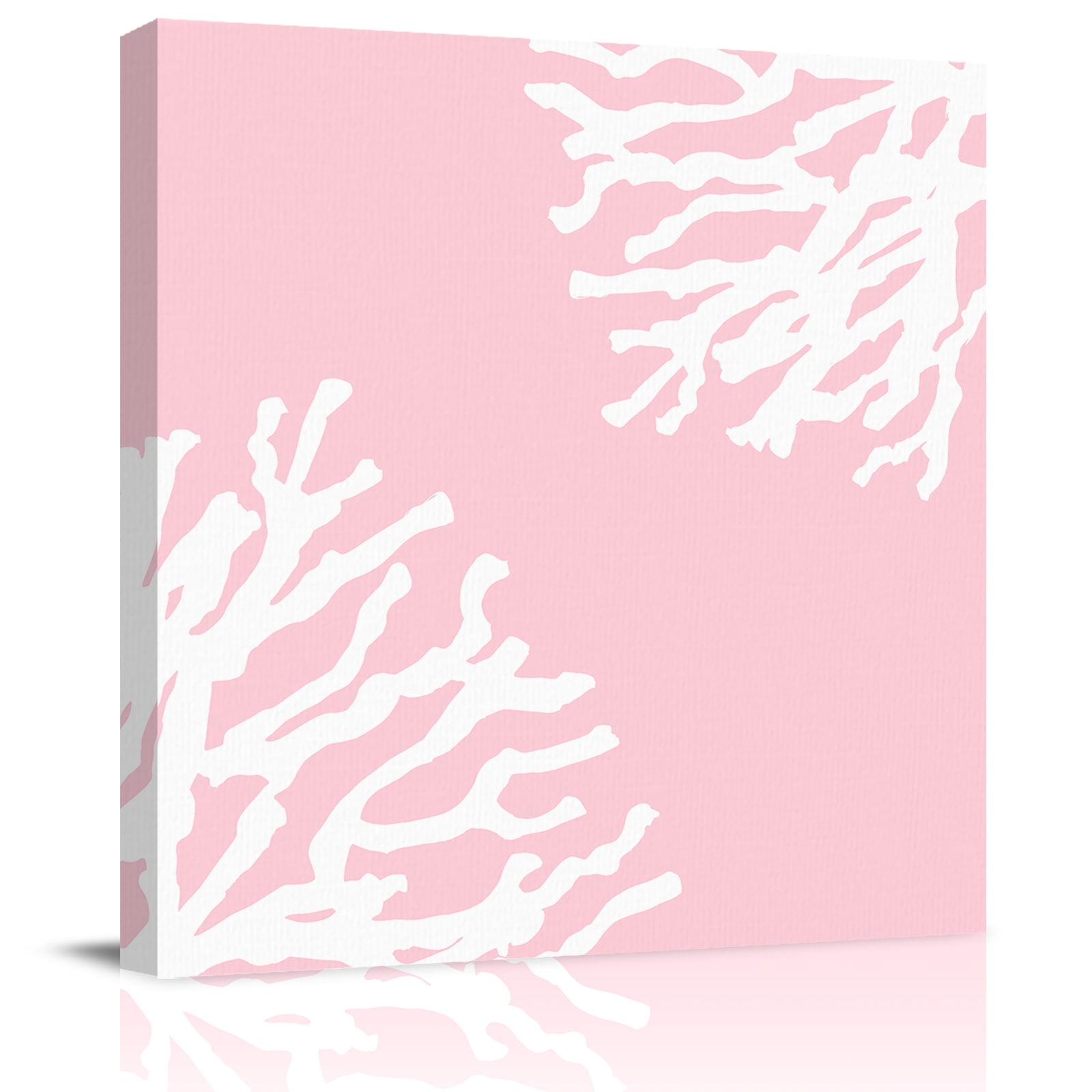 Abstract White Coral on Pink Canvas Artwork Painting Art, Summer Marine ...