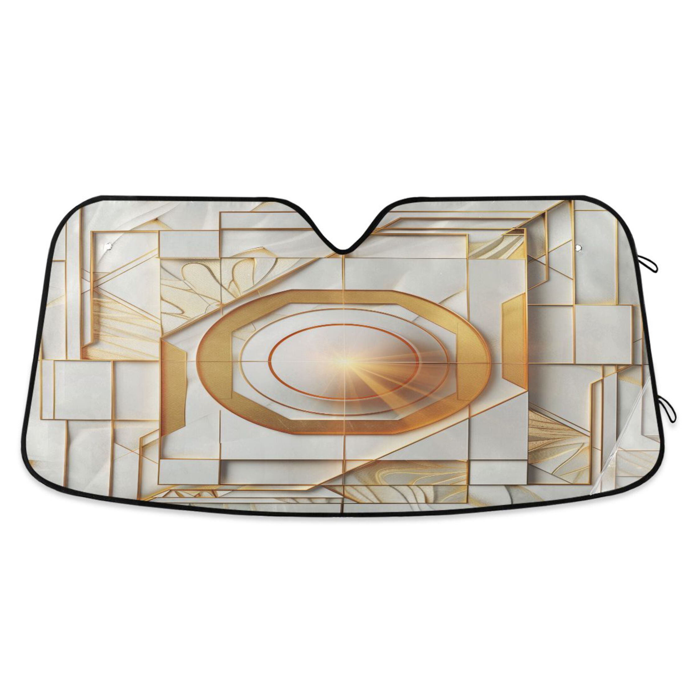 Abstract White Geometric Car Windshield Sun Shade Foldable Car Front ...