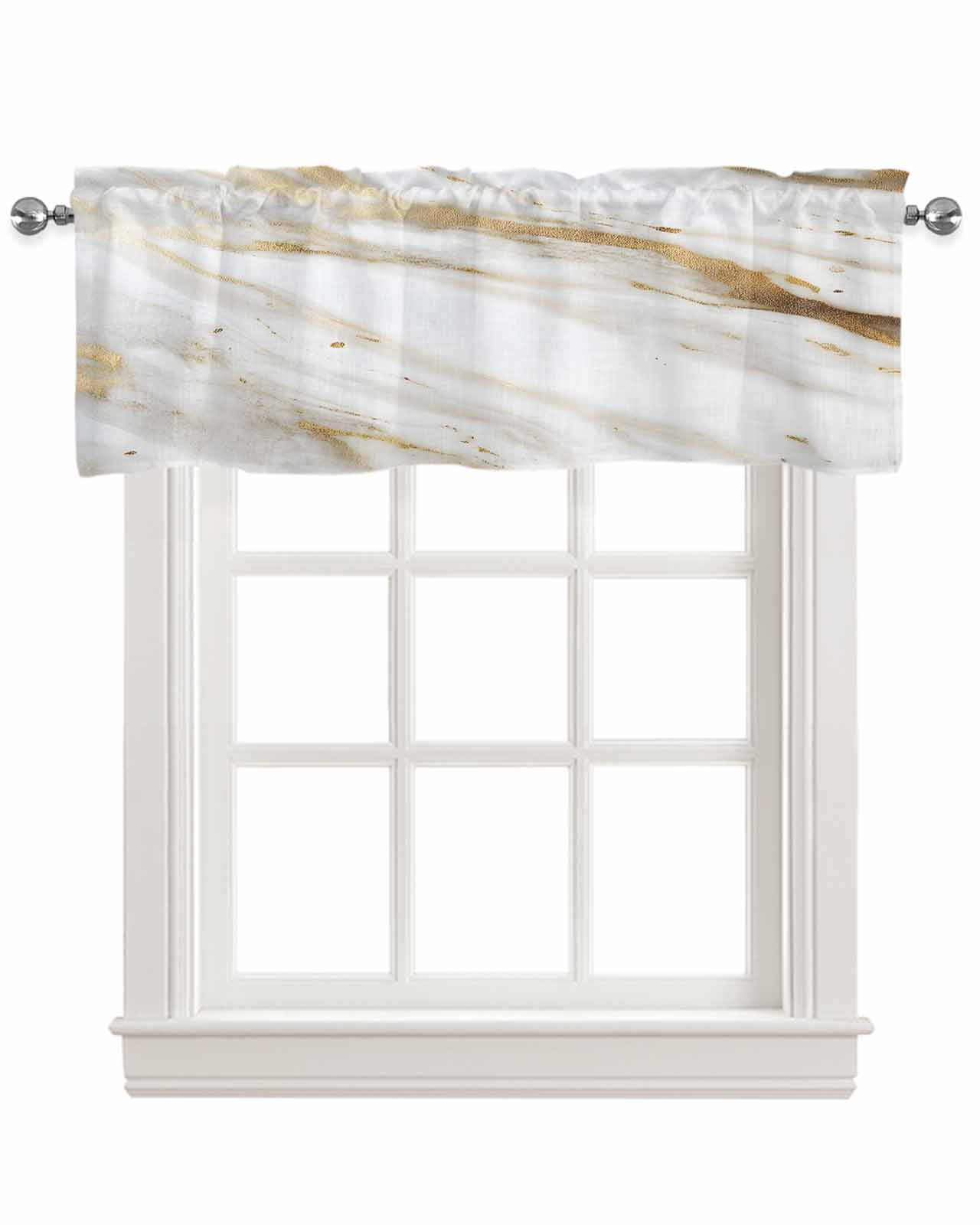 Abstract White Gold Kitchen Valances for Windows Farmhouse Linen Window ...