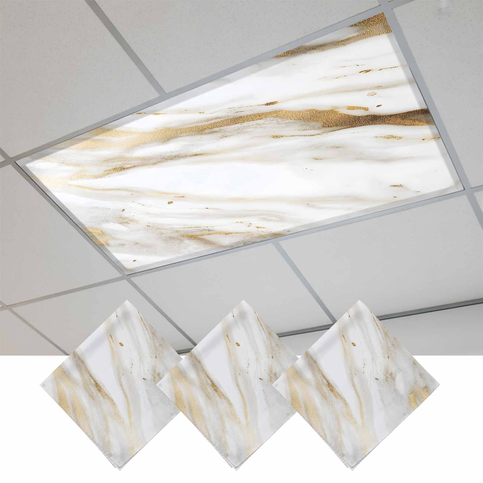 Abstract White Gold Magnetic Fluorescent Light Covers for Ceiling ...