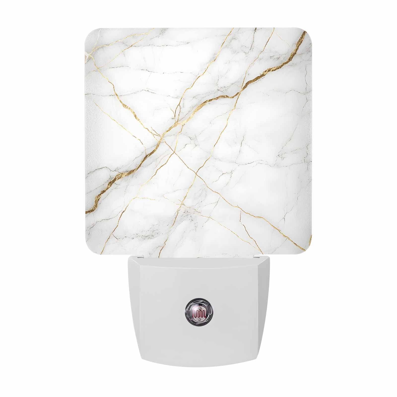 Abstract White Golden Marble Texture Plug-in LED Night Lights Stripes ...