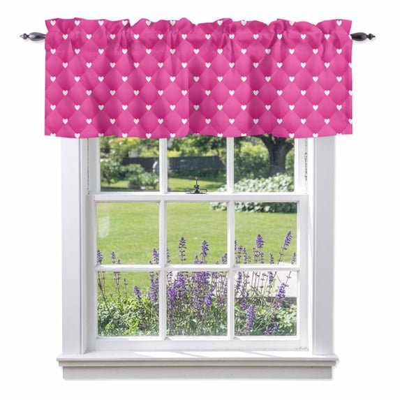 Abstract White Heart Geometric Style Valances for Windows,Rod Pocket ...