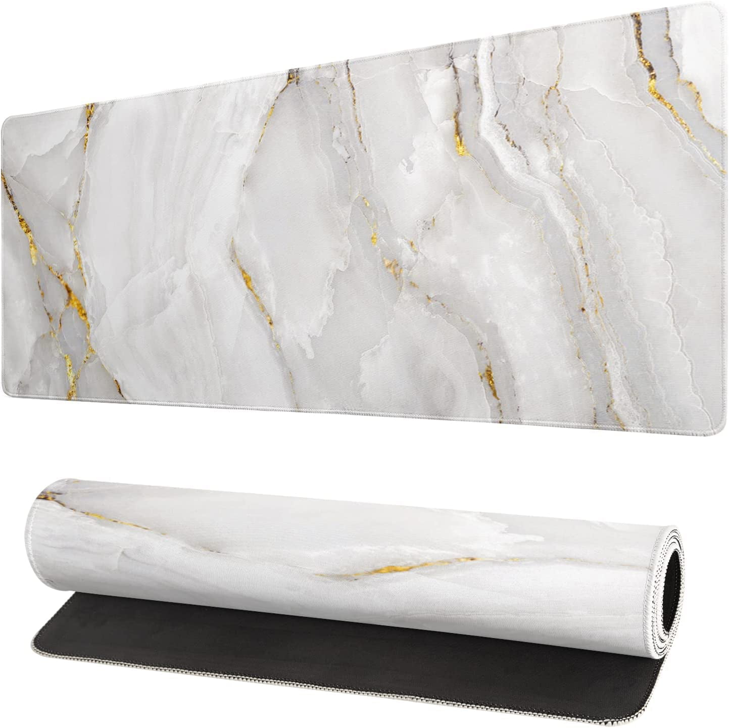 Abstract White Marble Mouse Pad 31.5x11.8 Inch White Full Desk Marble ...